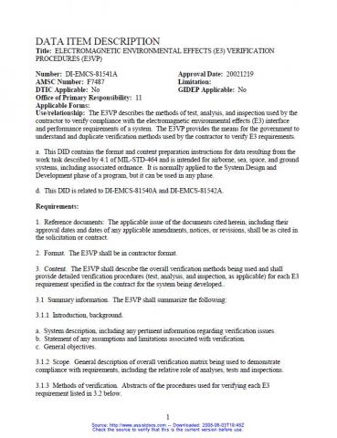 DID- Electromagnetic Environmental Effects (E3) Verification Procedures (E3VP) | SE Goldmine